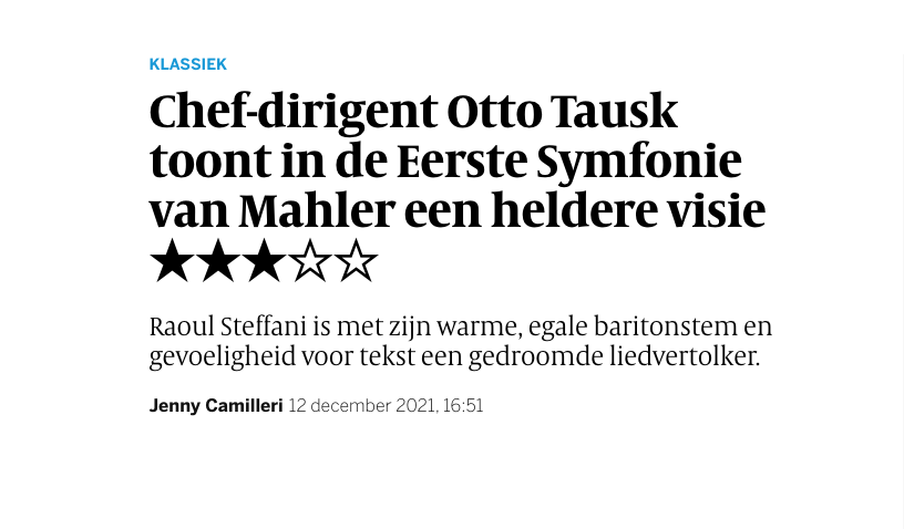 Raoul Steffani in de Volkskrant - Raoul Steffani | Baritone